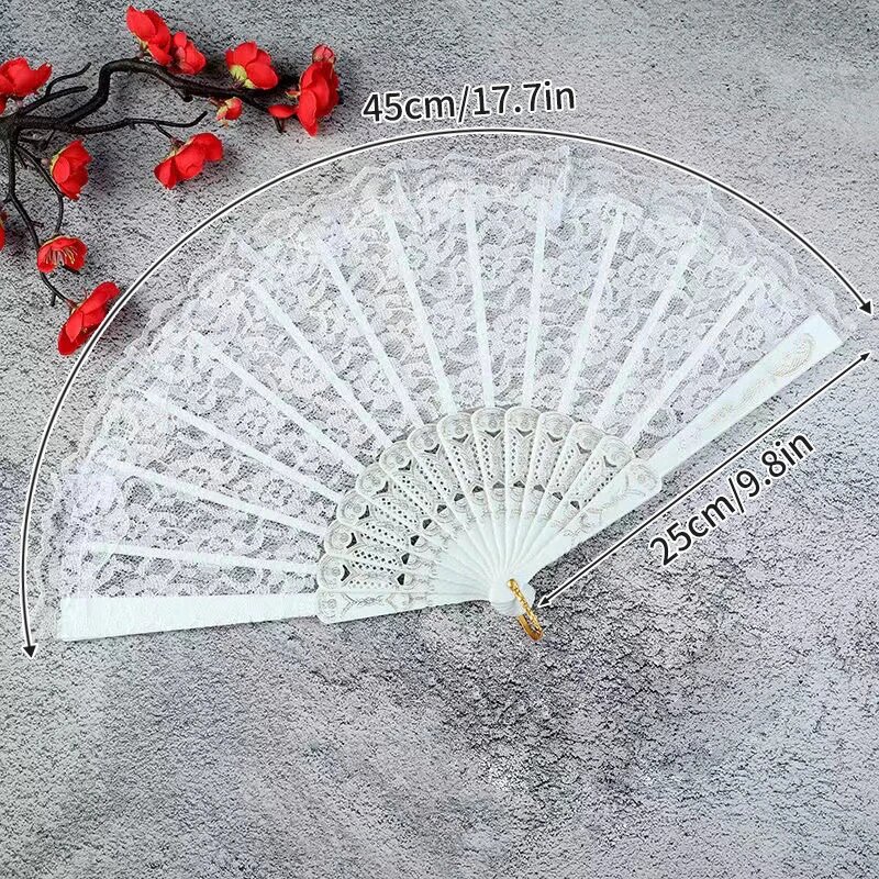 Складной веер, кружевной цветочный декор, веер в китайском стиле, ручной антикварный художественный ремесло, японское летнее женское танцевальное украшение для дома и вечеринки
