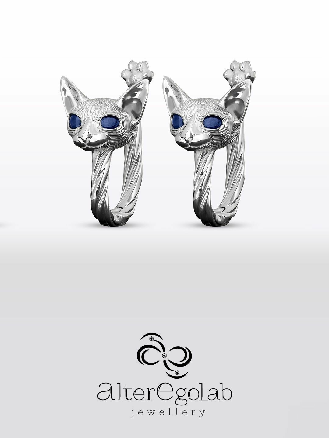 Серьги, серебро, 925 проба, родирование, кианит