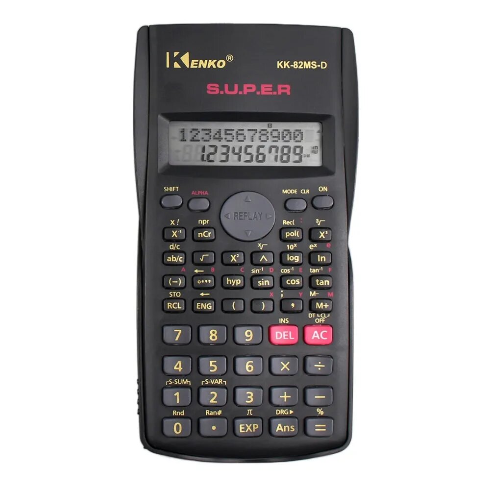 Научный калькулятор с 12-значным дисплеем, многофункциональный калькулятор с большим экраном, 240 функций, портативный 2-строчный экран