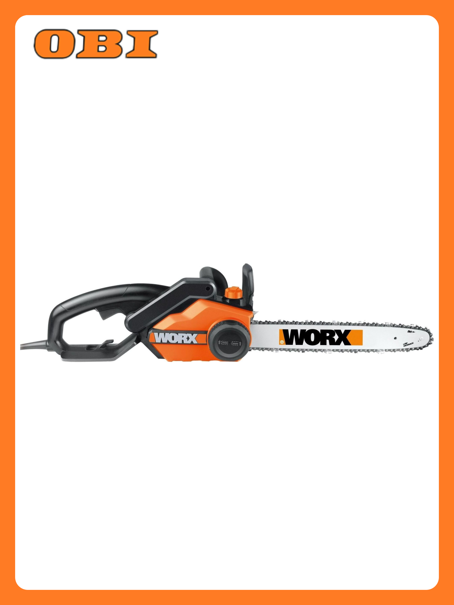 Электропила Worx WG303E 2000W, 40см, 12м/с, тормоз цепи, прорезиненная рукоять