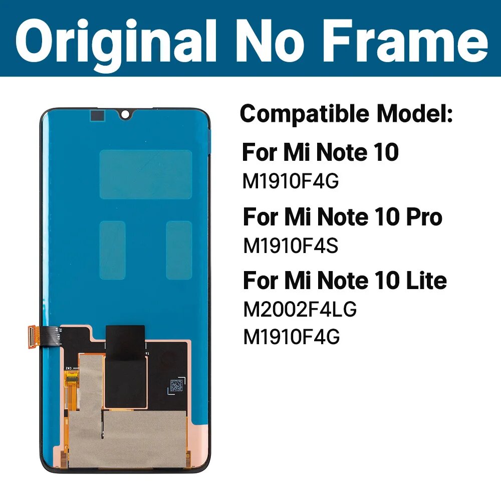 Дисплей M1910F4G M1910F4S M2002F4LG 100% премиум-класса для Xiaomi MI Note 10 Pro сенсорный ЖК-экран для Xiaomi Note 10 Lite дисплей Original No Frame