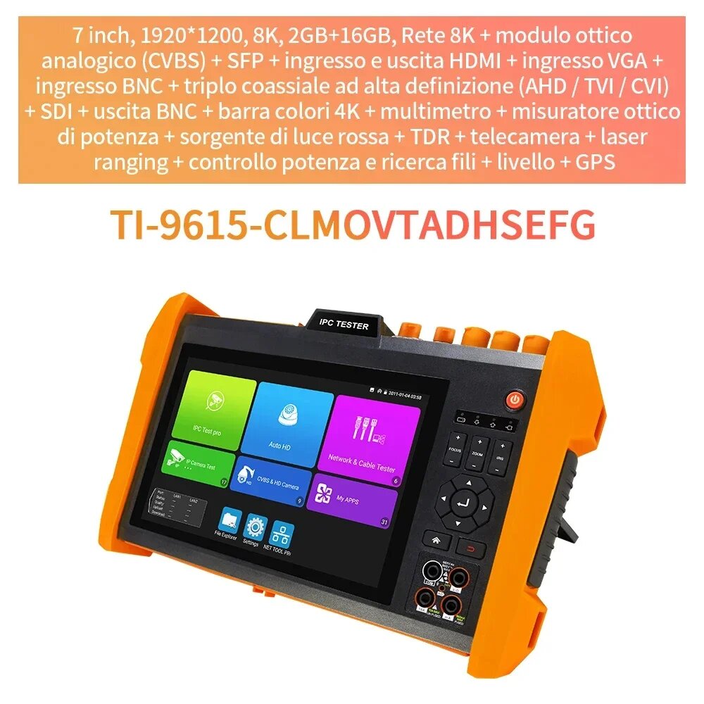 PEGATAH 8K тестер видеонаблюдения 7-дюймовый HD IP CVI TVI AHD SDI аналоговый 6 в 1 тестер-монитор VGA POE портативный входной кабель HDMI Tracer