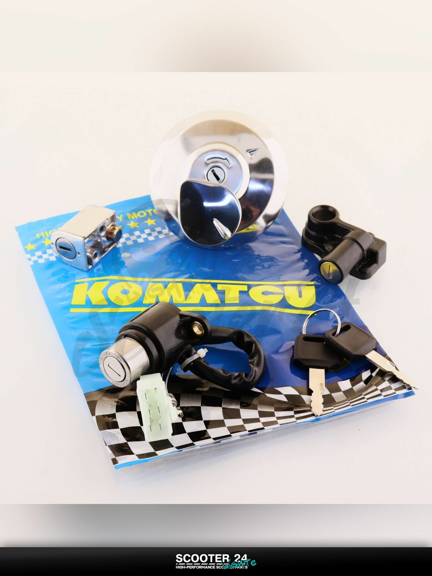 Замок зажигания (комплект) на мотоцикл / эндуро TTR250Rb (полный комплект, +крышка бака) "KOMATCU"