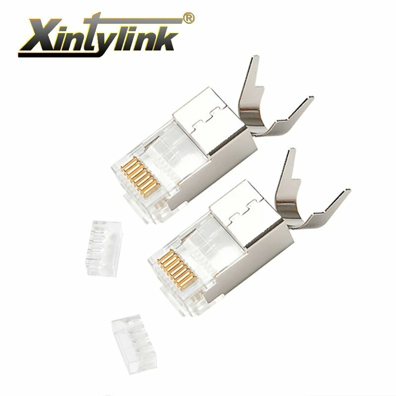 Ethernet-кабель xintylink CAT8, CAT7, CAT6A, CAT.6A, rj45, разъем RJ 45, сетевой разъем 8P8C, SFTP, FTP, экранированный LAN, 1,5 мм, позолоченный 50U
