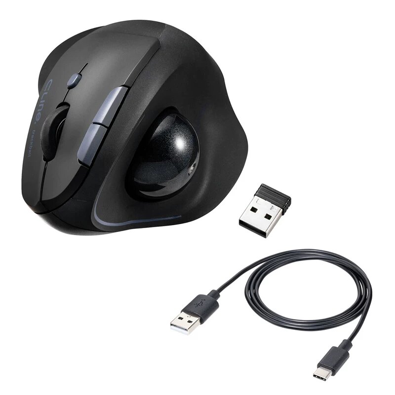 Японская двухрежимная трекбол-мышь SANWA с эргономичным вертикальным захватом, 2.4G+Bluetooth, бесшумная, с зарядкой