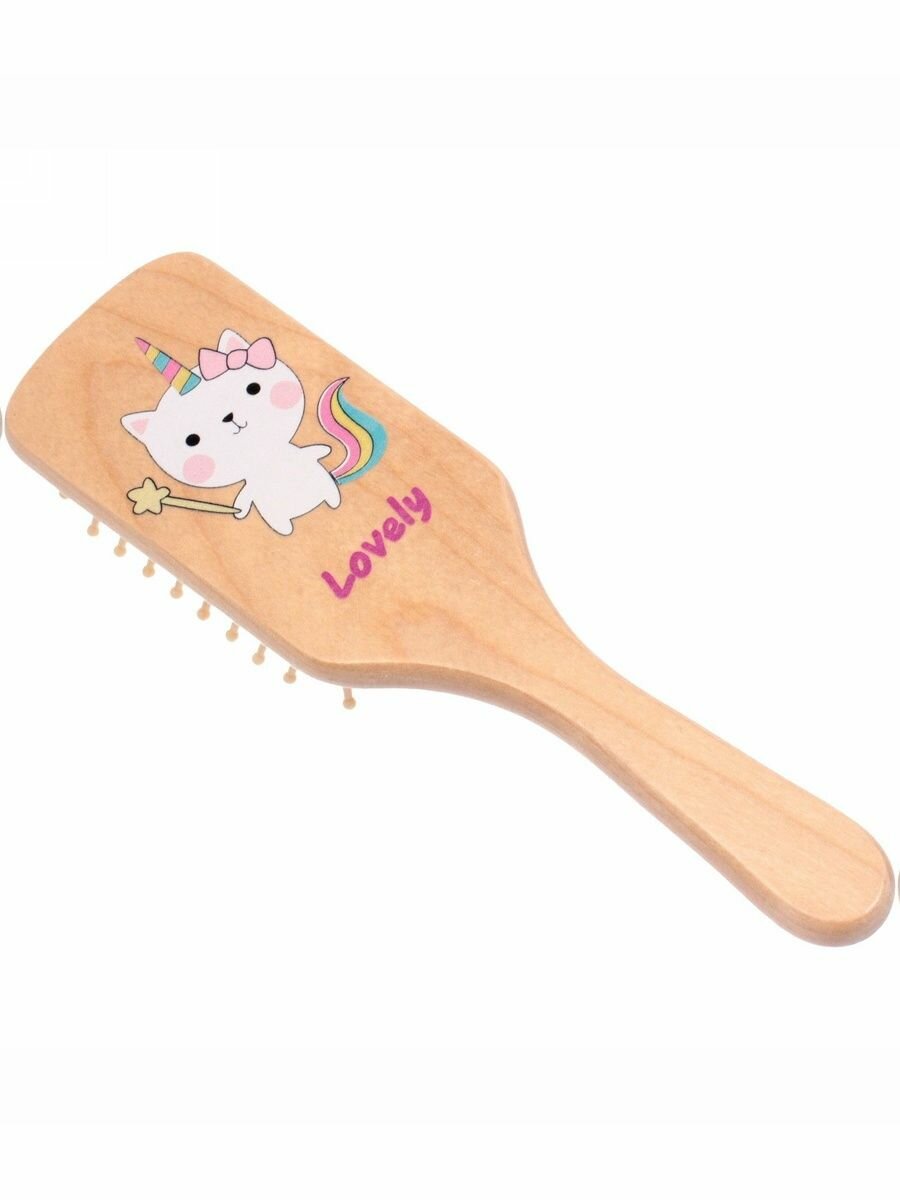 Расческа массажная детская "Baby brush" Kitty, цвет корич, 22*6,5см