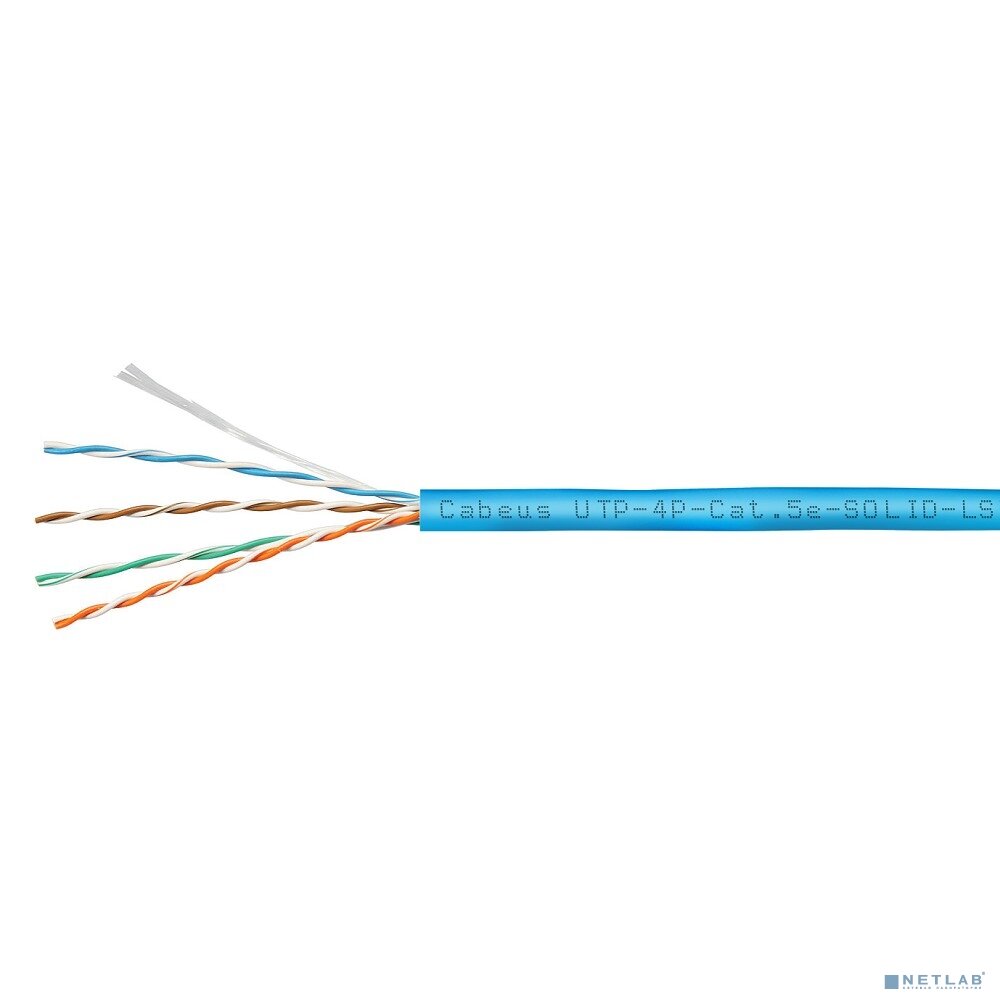 Cabeus utp-4p-cat.5e-solid-lszh-bl кабель витая пара utp (u/utp), категория 5e, 4 пары (24 awg)