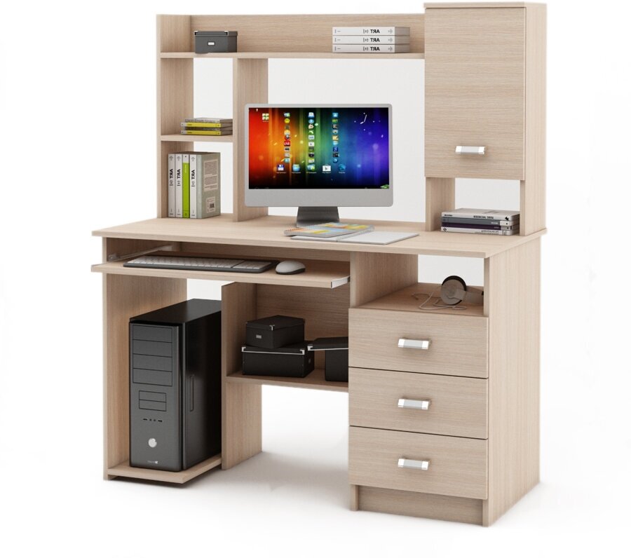 Компьютерный стол Имидж (Арсенал) 18, с надстройкой и ящиками, 120x60x141 см
