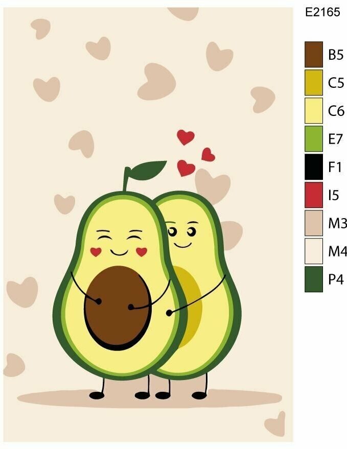 Детская картина по номерам E2165 "Пара авокадо обнимаются" 20x30