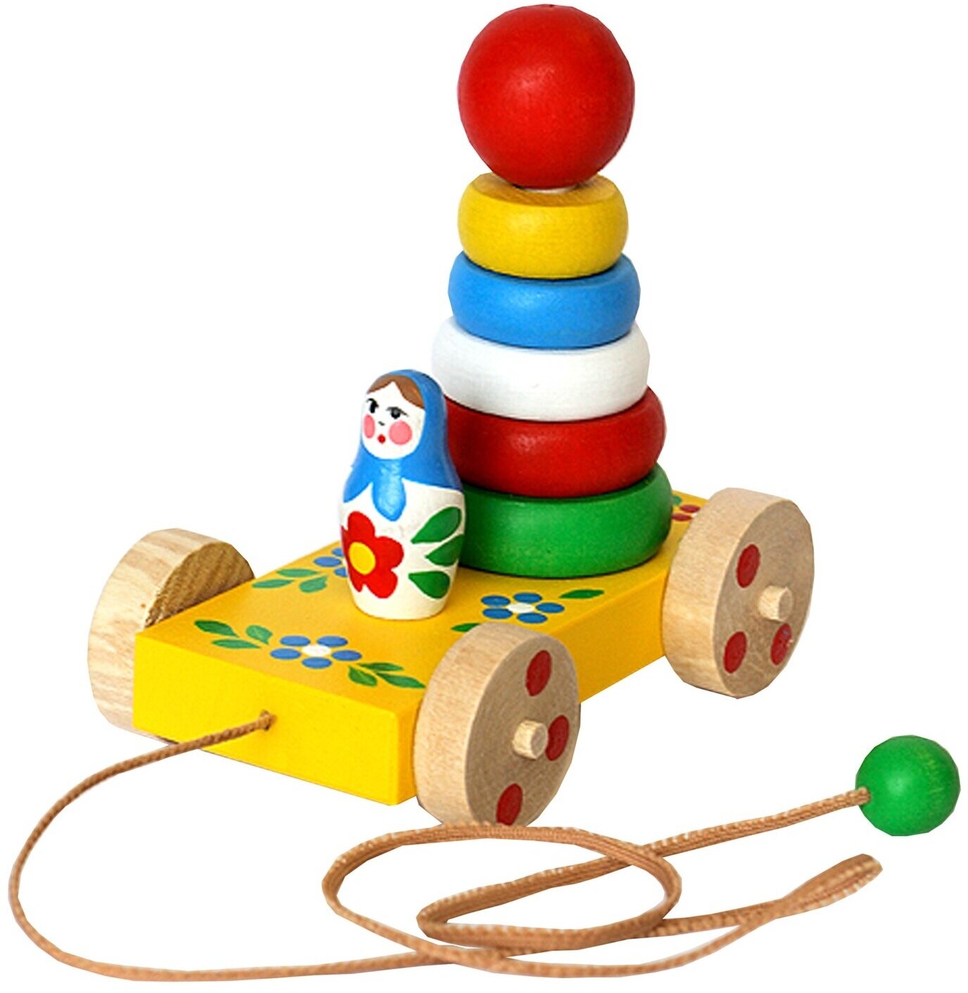 Каталка Пирамидка деревянная