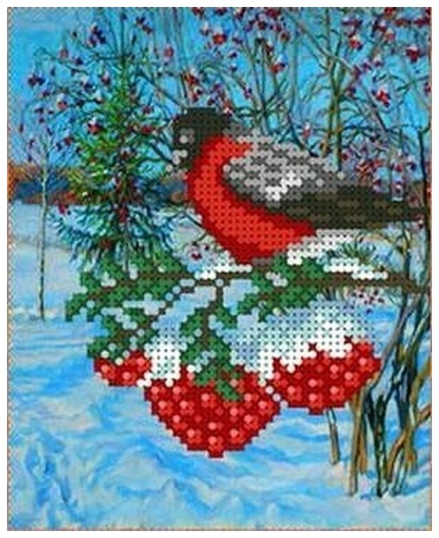 Рисунок на ткани Каролинка "Снегирь", 13x16 см
