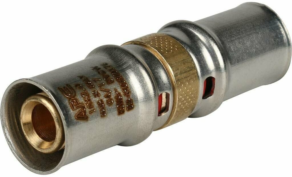 Муфта соединительная равнопроходная 16х16 для металлопластиковых труб прессовой STOUT (SFP-0003-001616)