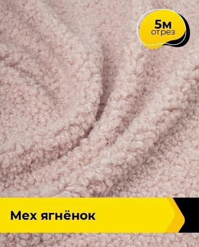 Ткань для шитья и рукоделия Мех "Ягнёнок", отрез 5 м * 170 см, цвет розовый