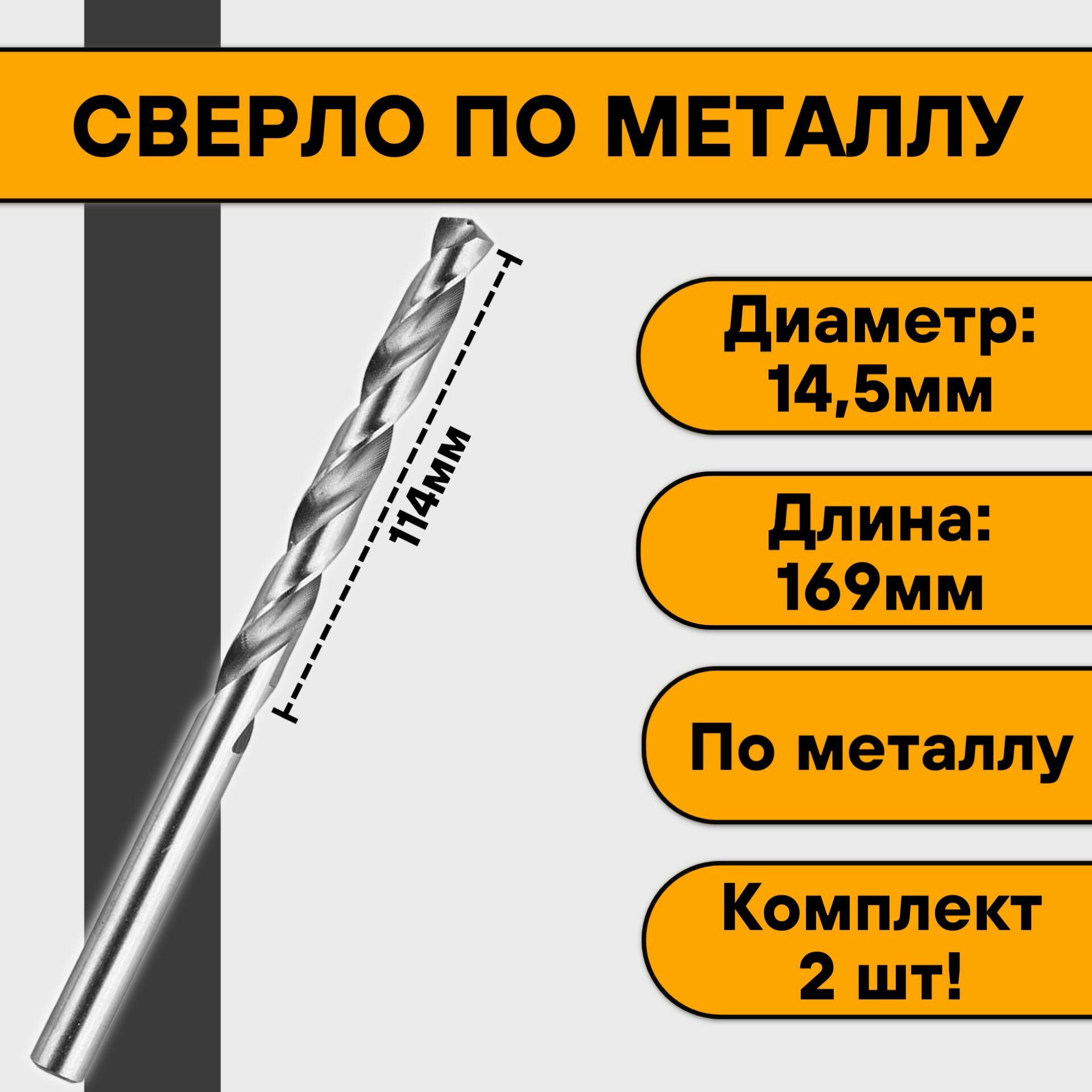 Сверло по металлу 14,5мм (2 шт)