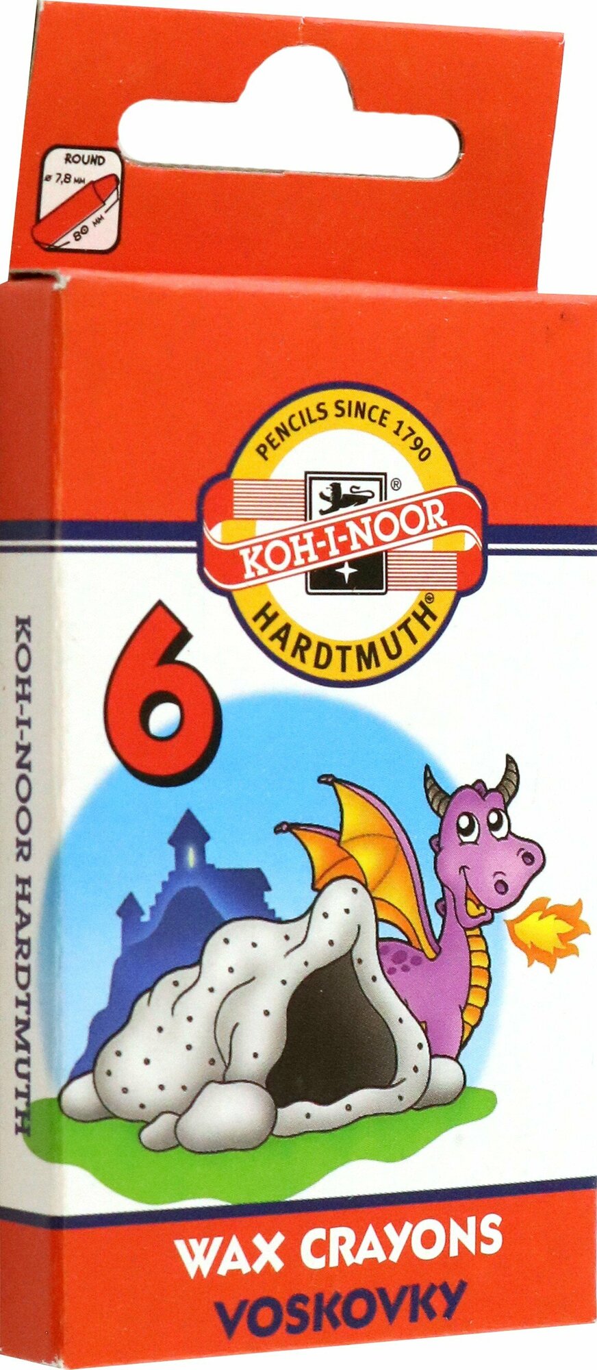 Мелки восковые Dragon, 6 цветов в картонной упаковке.