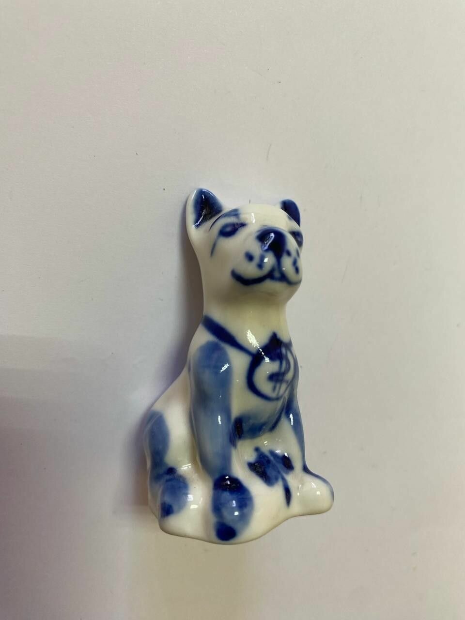 Игрушка на елку Собака с медалью ( Гжель) 14.5см