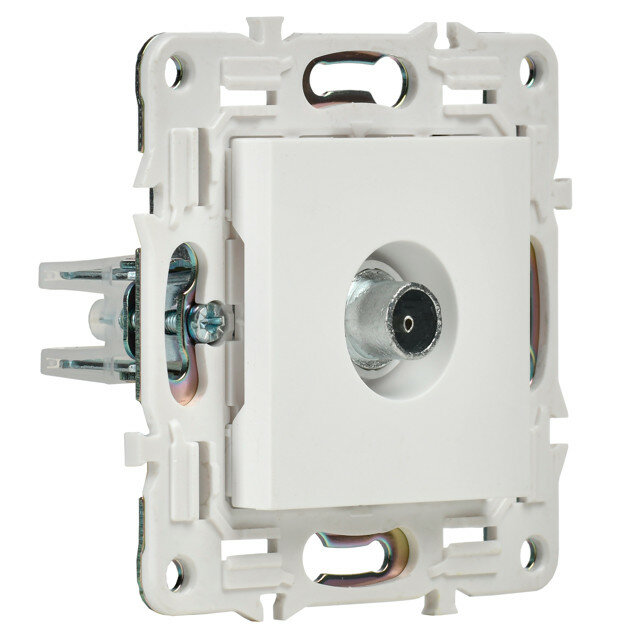 IEK Skandy розетка телевизионная оконечная арктический белый для коаксиального кабеля встраиваемая