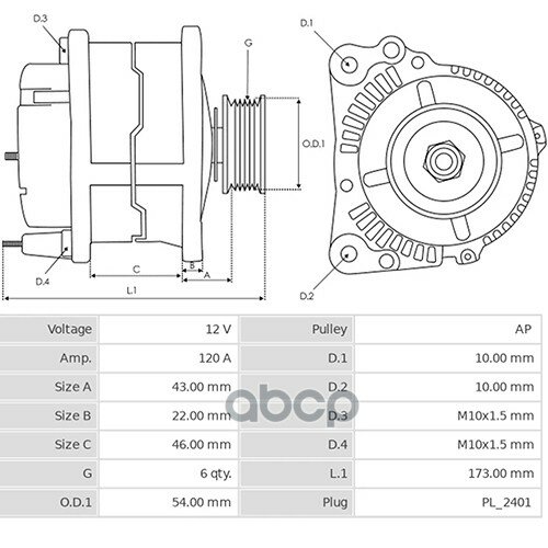 Генератор CITROEN BERLINGO, C3, C4, C5, C8, C-ELYSEE, JUMPY II, XSARA BREAK, XSARA PICASSO, PEUGEOT шт. Zikmar арт. Z28535R