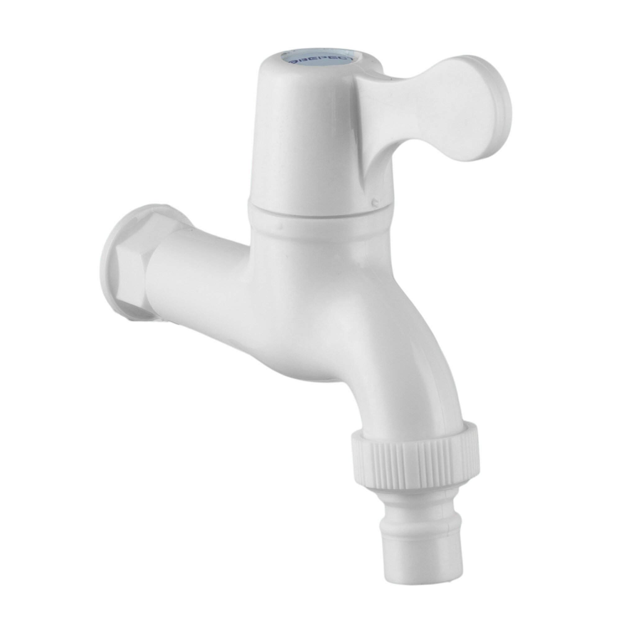 Кран водоразборный для холодной воды с вентильной ручкой с удлиненным изливом, белый