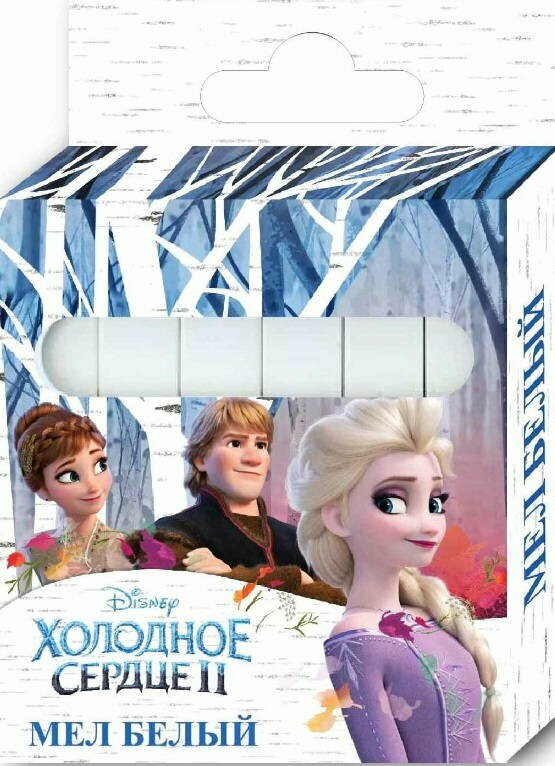 Мел белый "Холодное сердце" 6 штук в упаковке с европодвесом