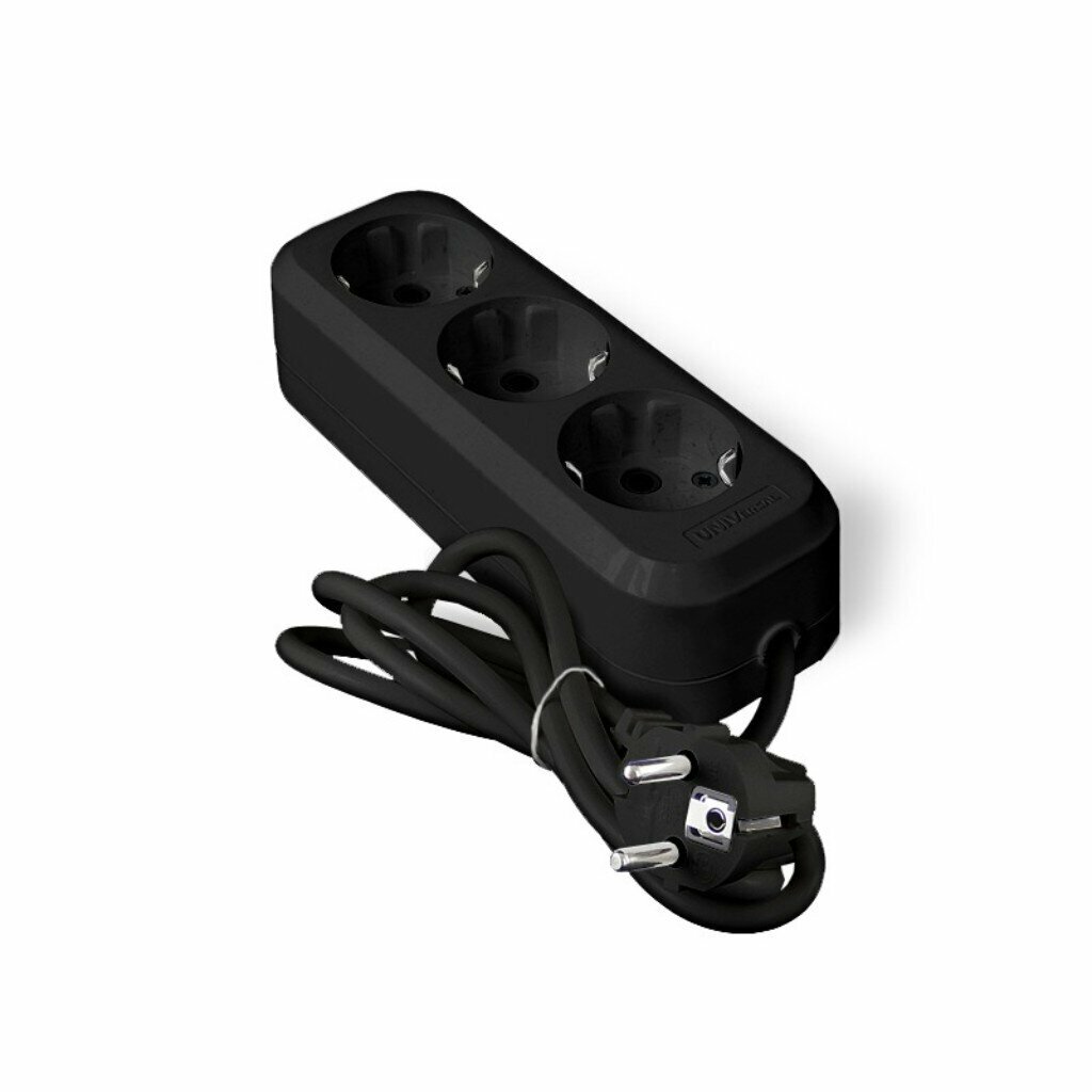 Удлинитель сетевой 3 метра, 3 гнезда, с заземлением, UNIVersal, Люкс У10-554