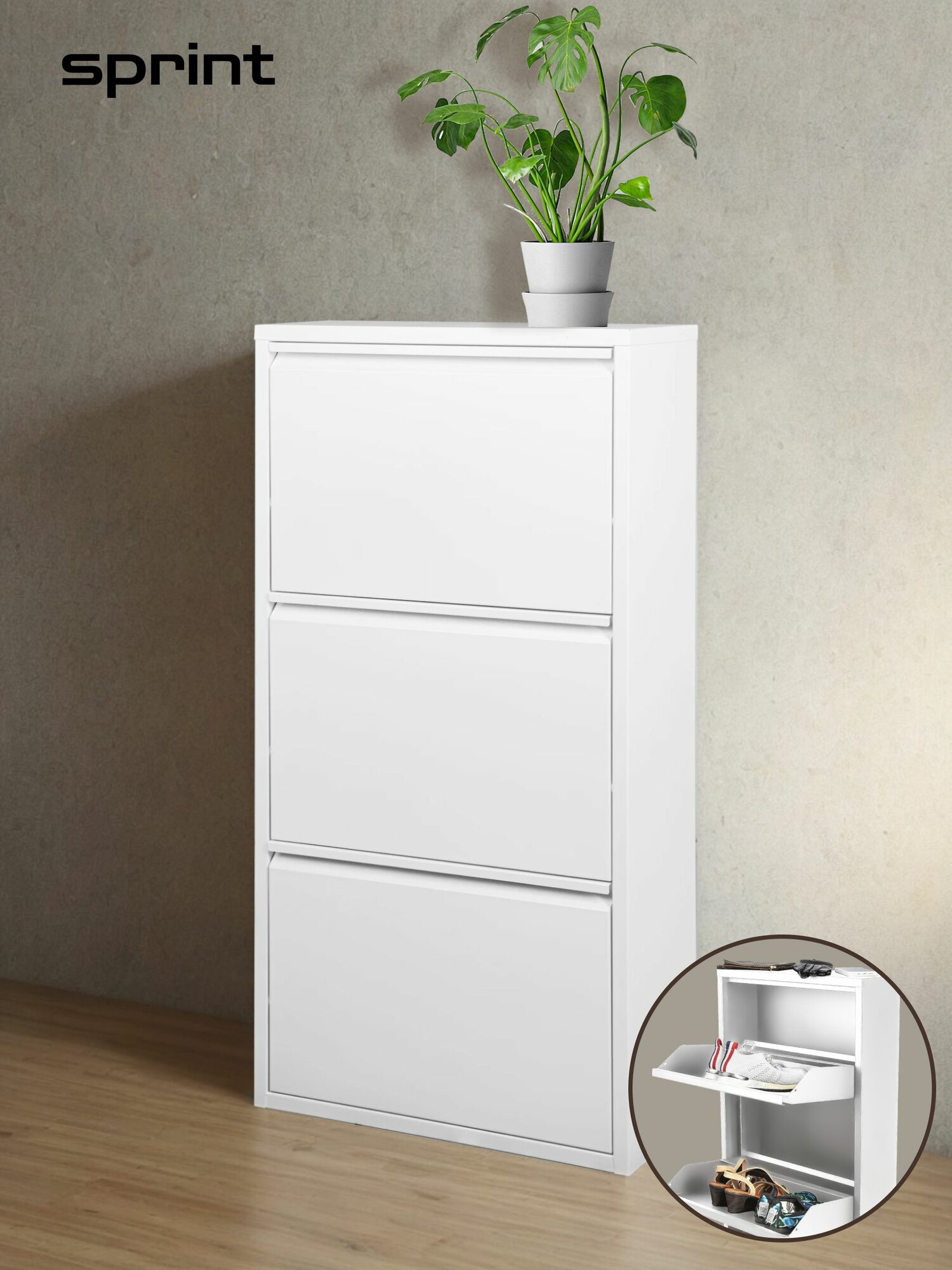 Обувница Металлическая, 3 секции - Белая