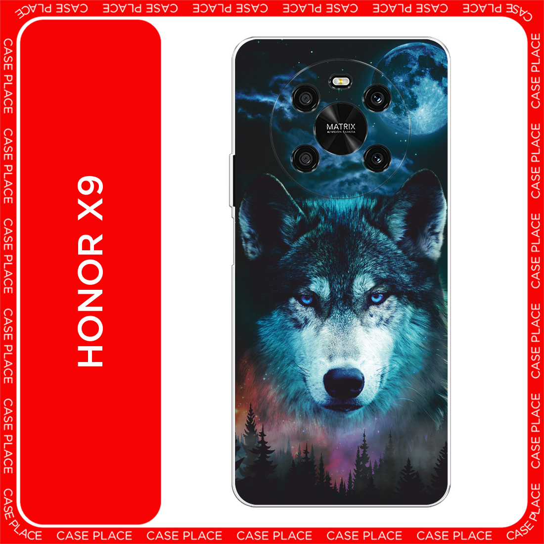 Чехол на Honor X9 4G/Magic4 Lite 4G / Хонор X9 4G/Мэджик 4 Лайт 4G с принтом Лунный волк