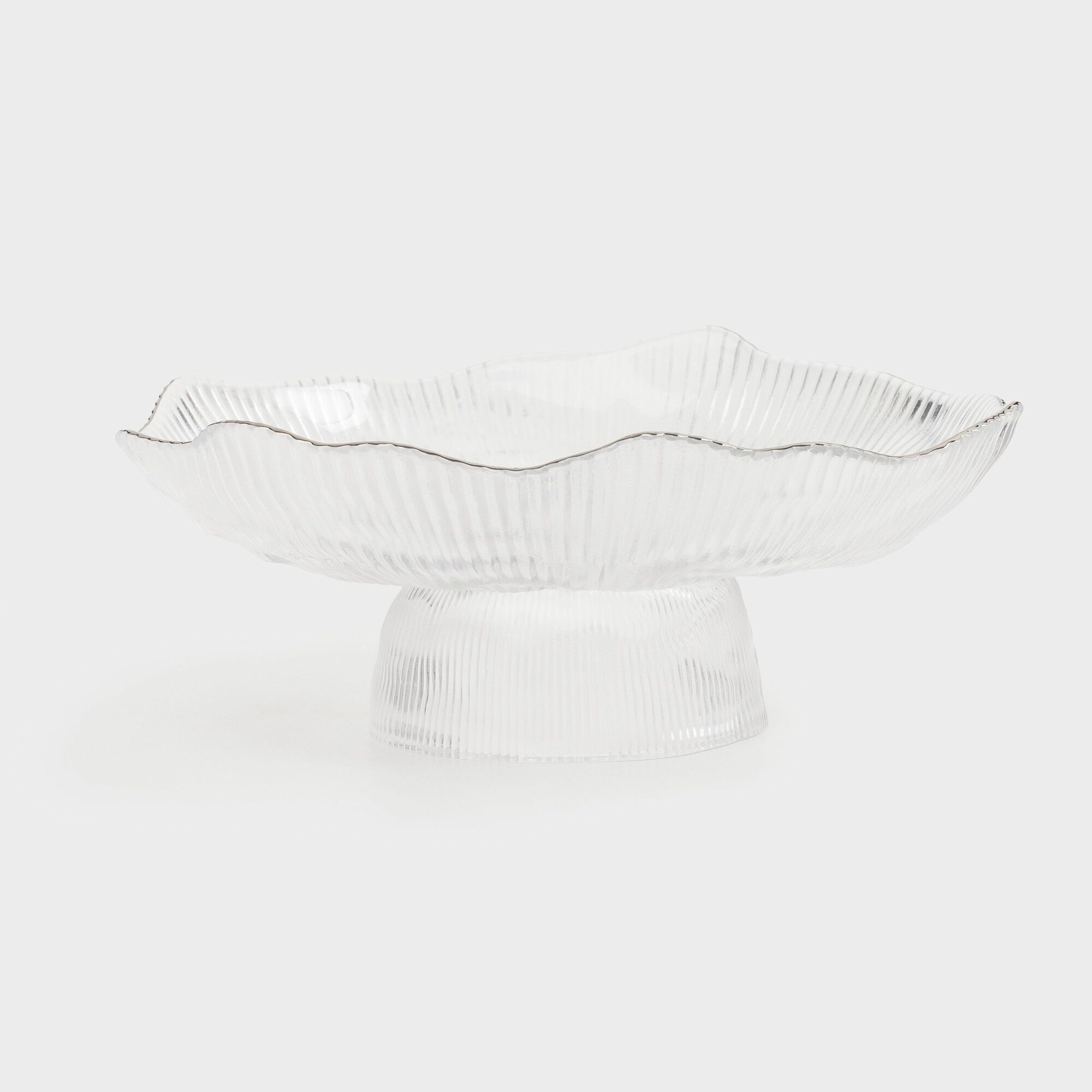 Блюдо на ножке, Kuchenland, 23х9 см, стекло Р, с серебристым кантом, Argos silver