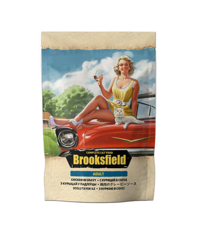 "BROOKSFIELD Adult Cat Chicken с курицей в соусе" влажный корм для кошек 85гр(пауч)