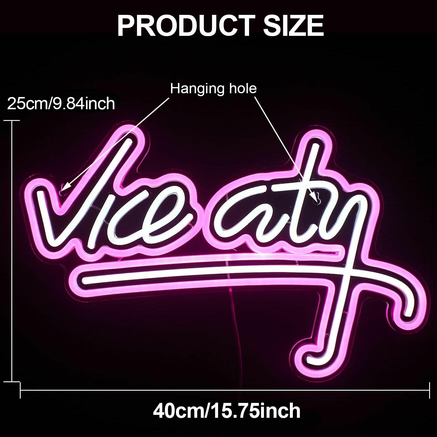 Неоновая вывеска MUPOO Vice City, питание от USB, 40 x 25 см — фото 1