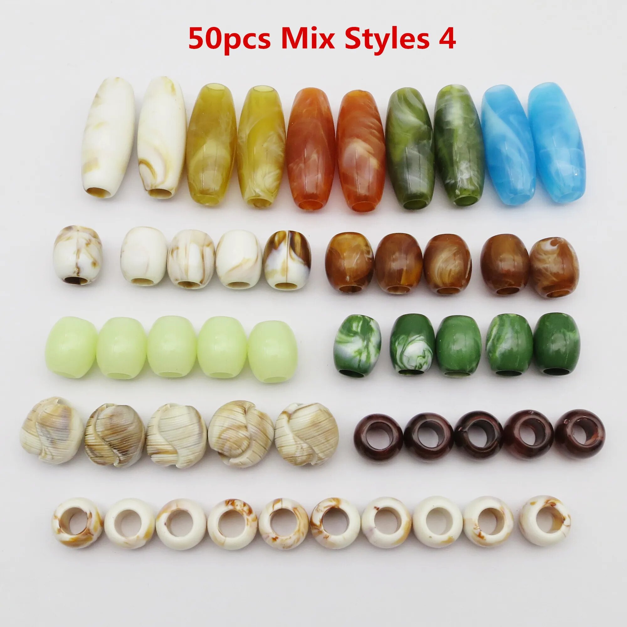 Пластиковые кольца и трубки для дредов 50 шт. 50pcs Mix Styles 4