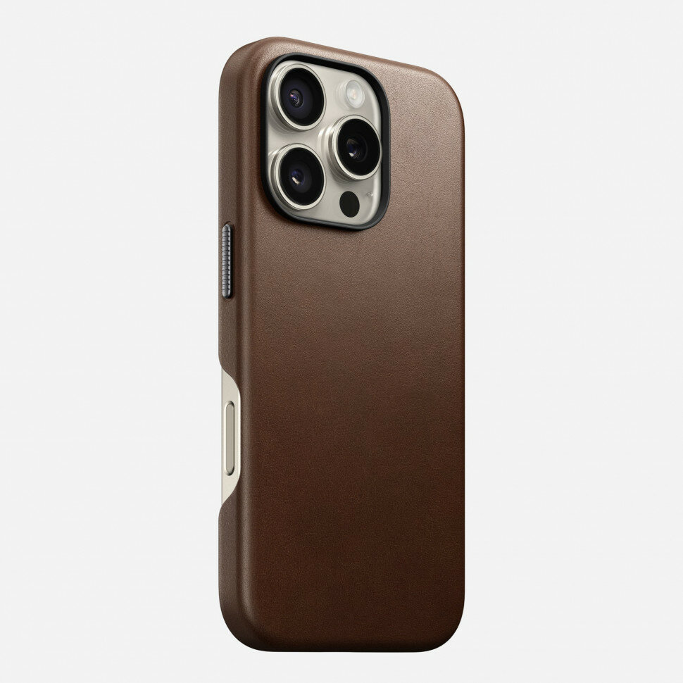 Кожаный чехол Nomad Traditional Leather Case с MagSafe для iPhone 16 Pro коричневый (Brown)