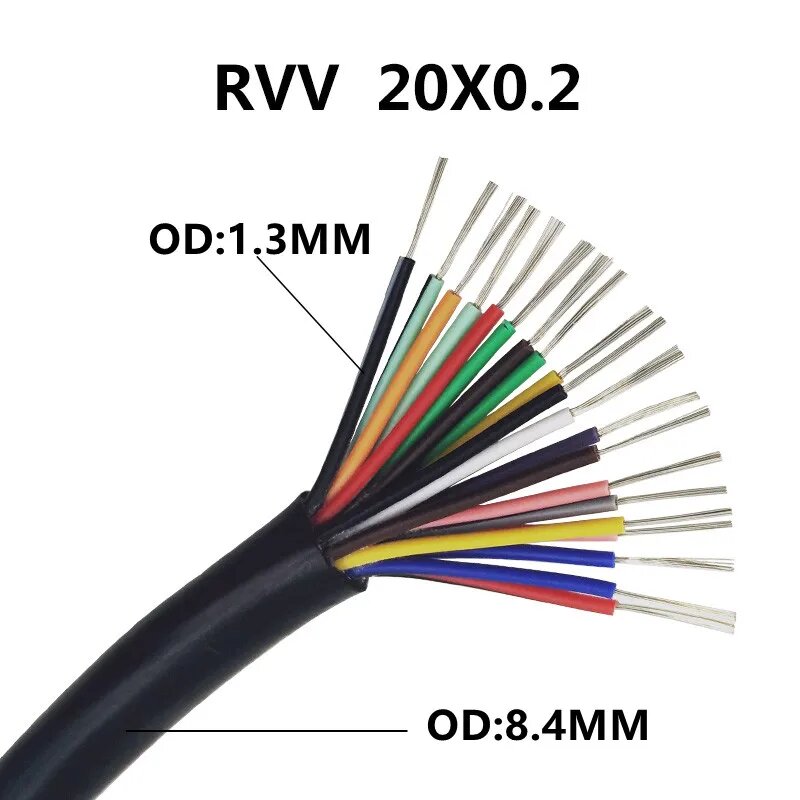 Провод RVV SAKESI 2 метра 10/12/14/16/20/24 жил 20cores 24AWG 0.2MM