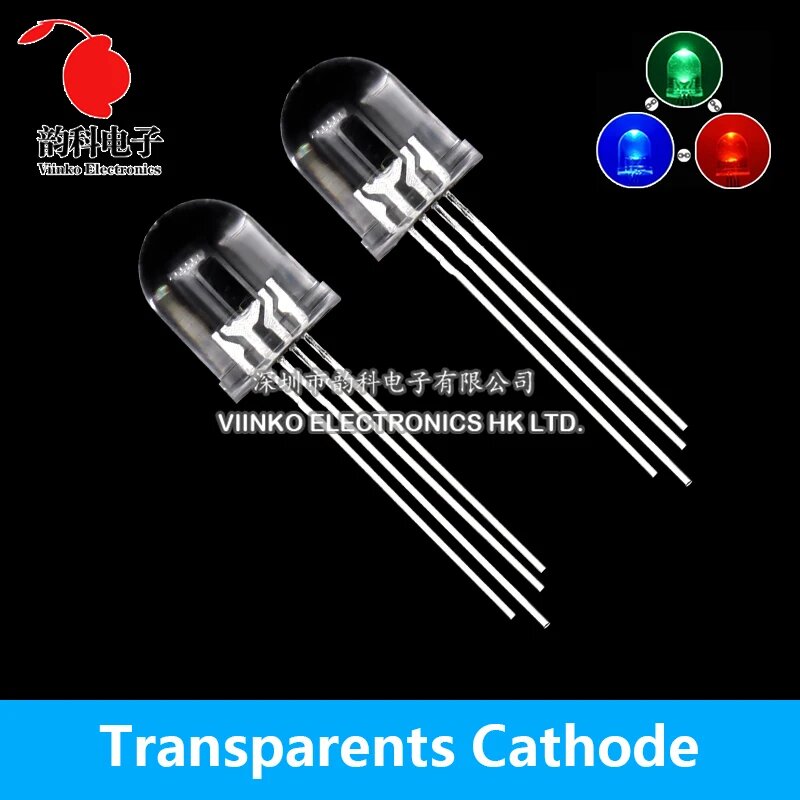 RGB светодиоды Transparent Cathode, 10шт