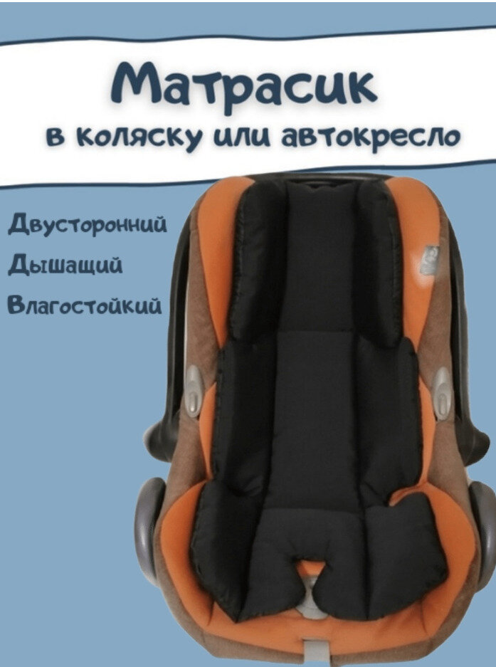 Матрасик вкладыш в коляску прогулочную, автолюльку, стульчик для кормления