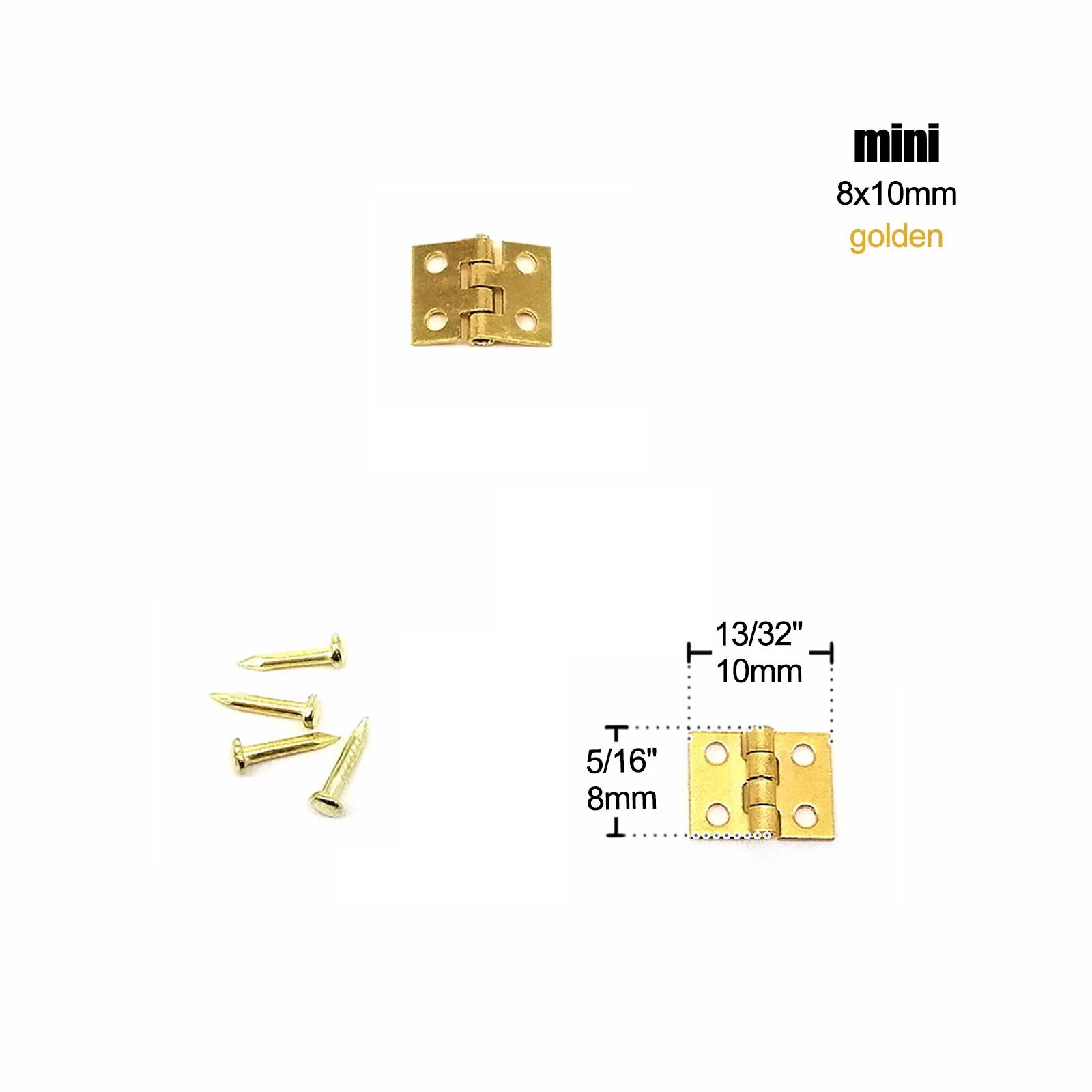 Мини мебельные петли золотистые 8x10 мм (1 шт)