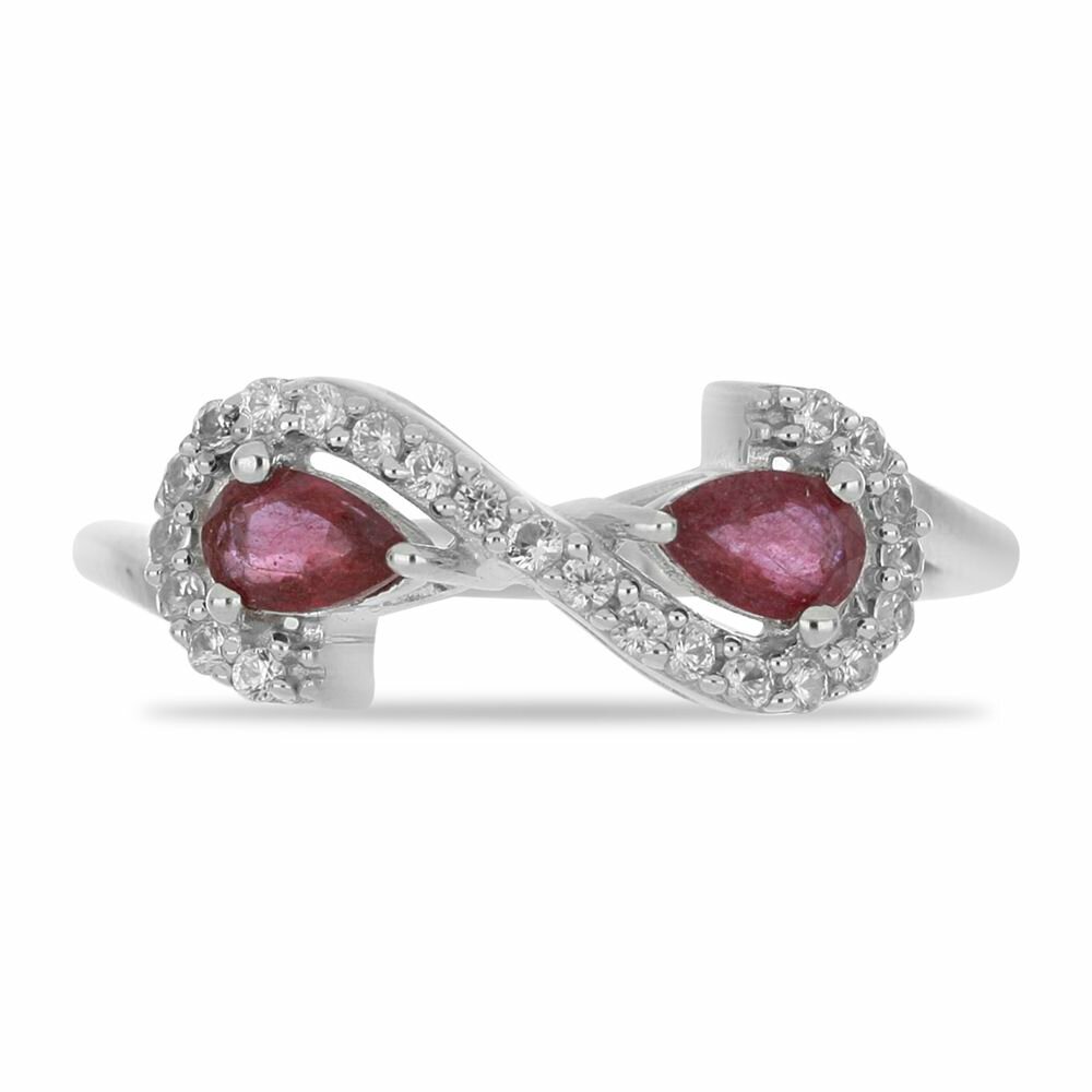 Кольцо, серебро, 925 проба, родирование, рубин, циркон