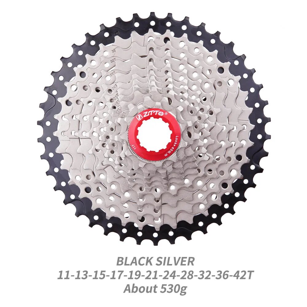 ZTTO кассета 11-40T 11 скоростей стальная серебристо-черная для MTB Серый, 11s42T Black Silver