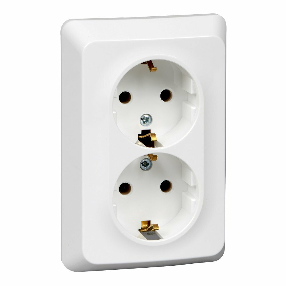 Этюд Бел Розетка 2-ая с заземлением без шторок 16А 250B, Systeme Electric, PC16-107B