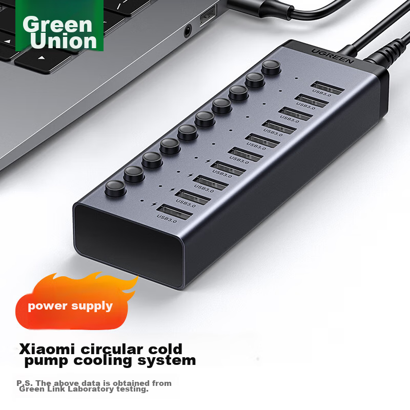 Lulian USB 3.0 Hub, High-Speed 10-Port Expansion Dock, Hub Amplifier, Laptop And Desktop Computer Interface, One-To Converter Adapter, Extension Cable with Power Adapter