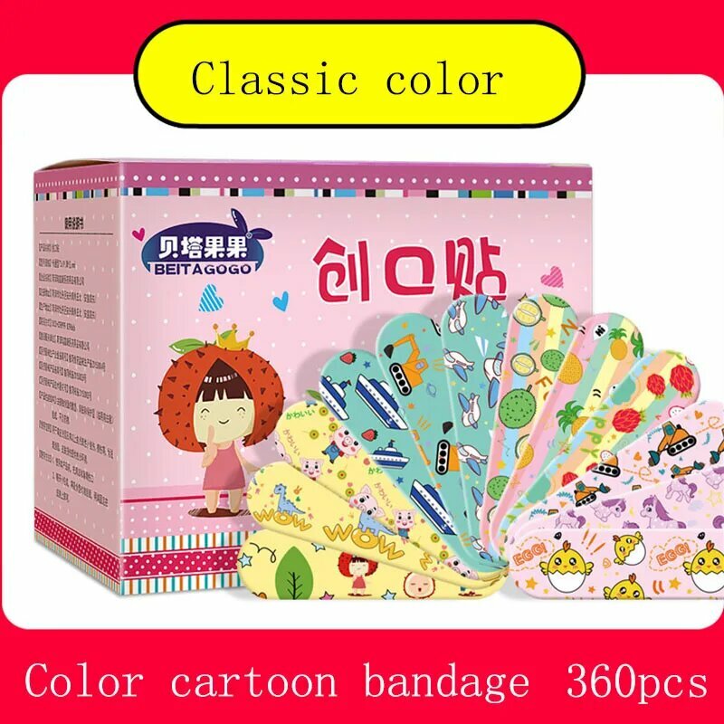 Мультяшные водостойкие пластыри для детей Pink 360pcs