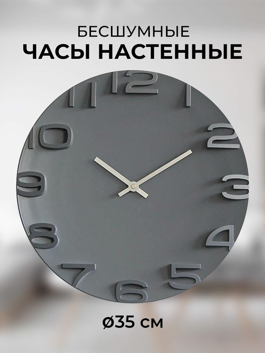 Бесшумные настенные часы круглые с белым циферблатом современный дизайн для дома офиса и спальни