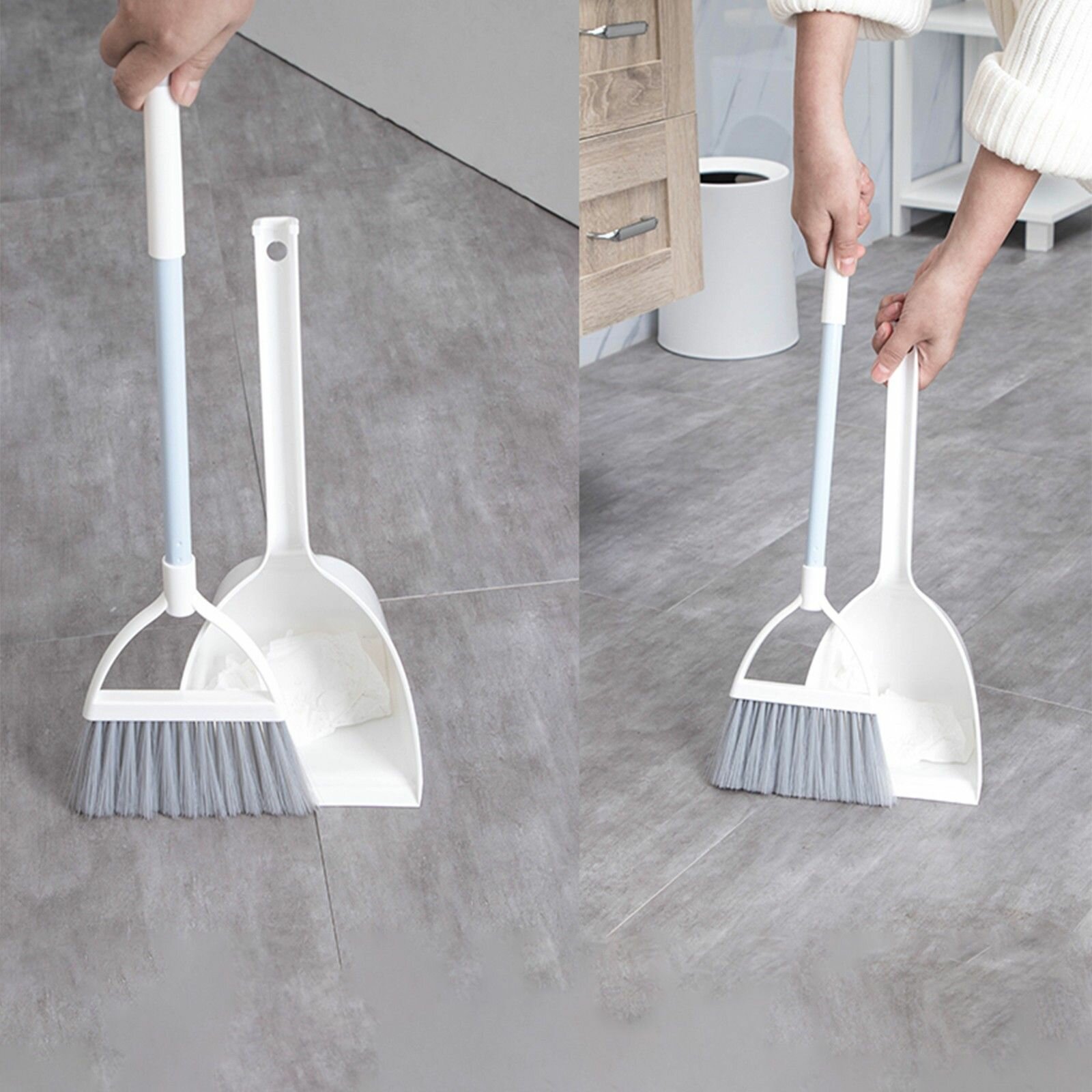 Набор для уборки: детская метла и совок с защитной крышкой, удобное хранение и безопасность для детей