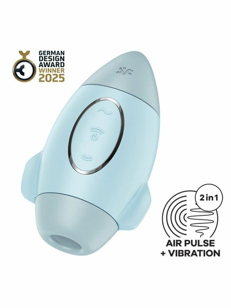 Вибратор Satisfyer Mission Control, с вакуумной стимуляцией, водонепроницаемый, силикон, голубой