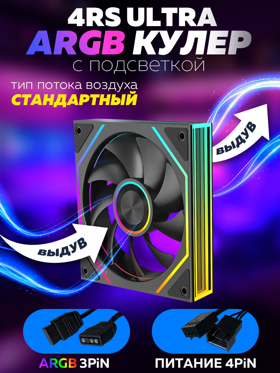 Черный Корпусный вентилятор для Компьютера Кулер Пк Prism 4 RS Ultra