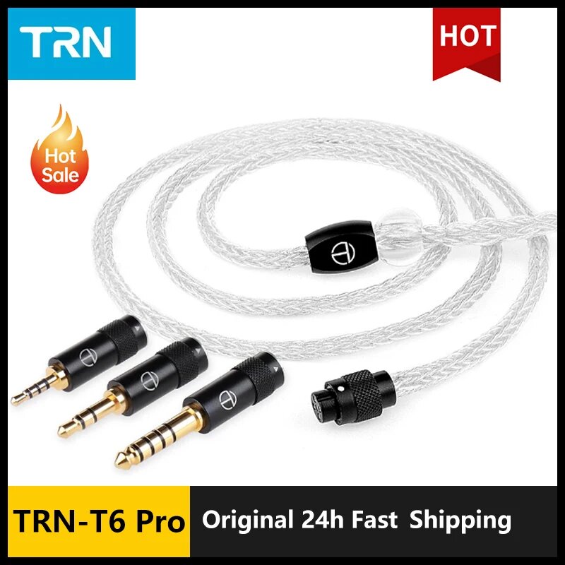 TRN T6 Pro 16-жильный кабель для наушников Blackwhite-0.78 4.4