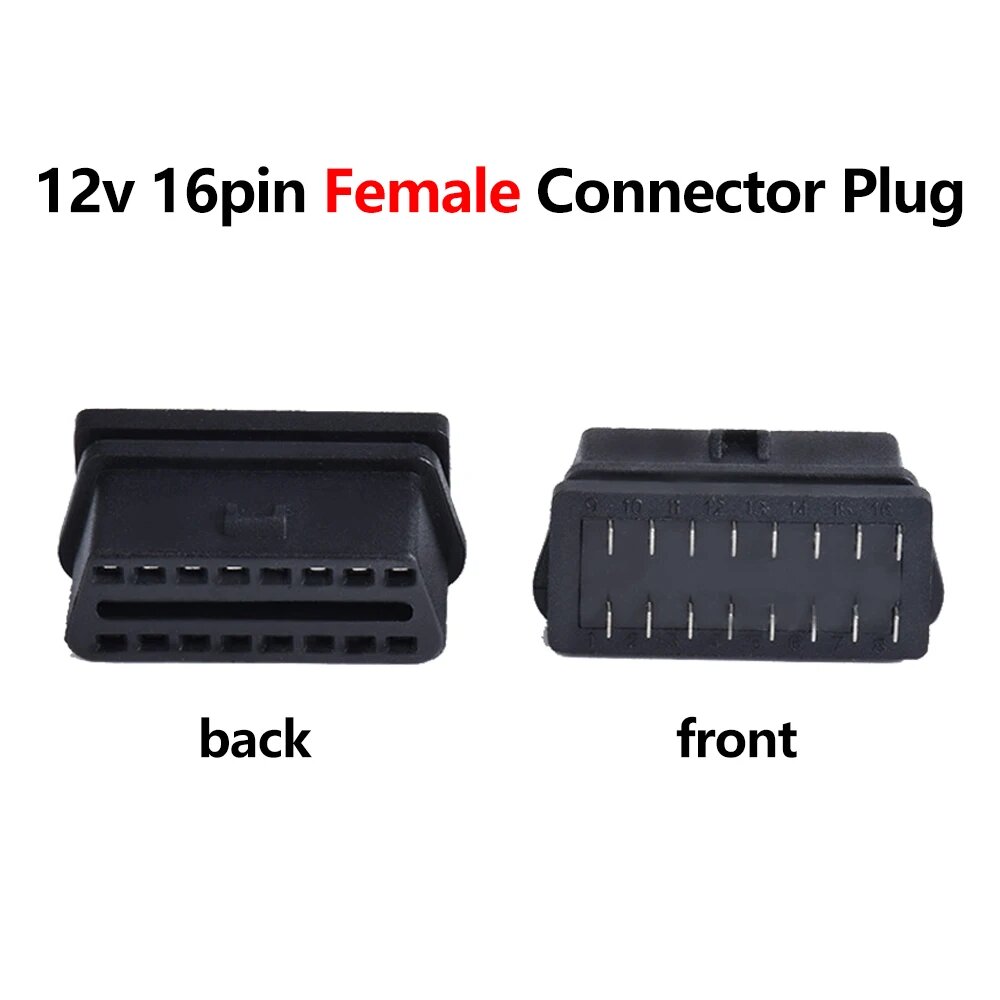 Универсальный 16-контактный разъем OBDII адаптер 12 В штекер гнездовой адаптер OBD2 12v Female Plug