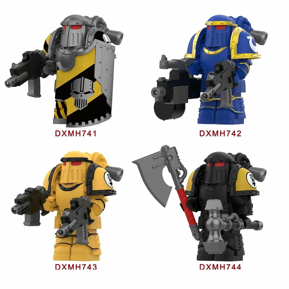 Конструктор, Warhammer 40k: Астартес Ультрамарины и Имперские Кулаки. Фигурки в тактическом дредноуте, напечатанное оружие, для коллекции, совместимы с легo конструкторами
