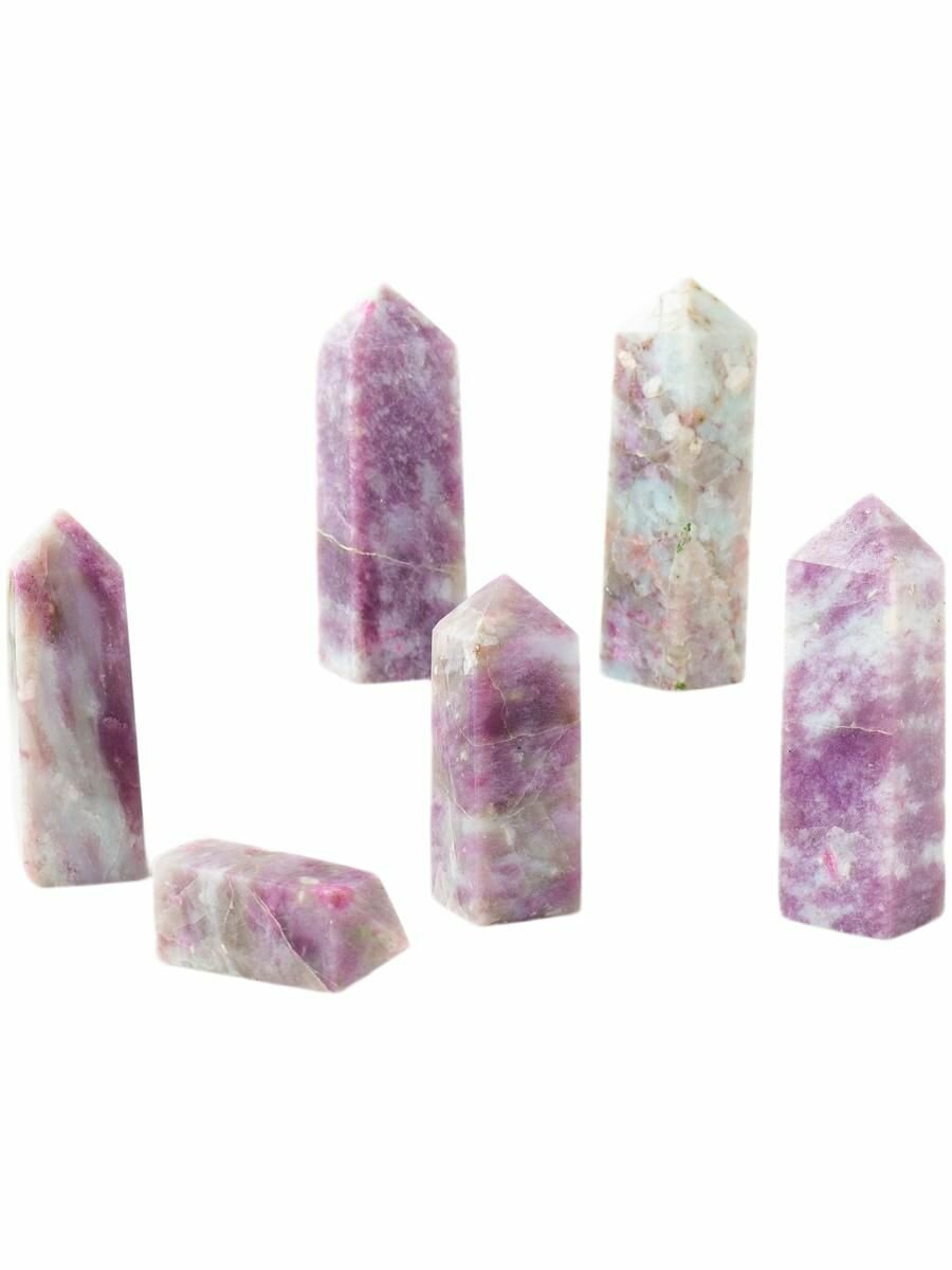 Натуральный турмалин "Цветущая слива": четырехгранный кристалл с природным узором 7-9 см (80-130 г)