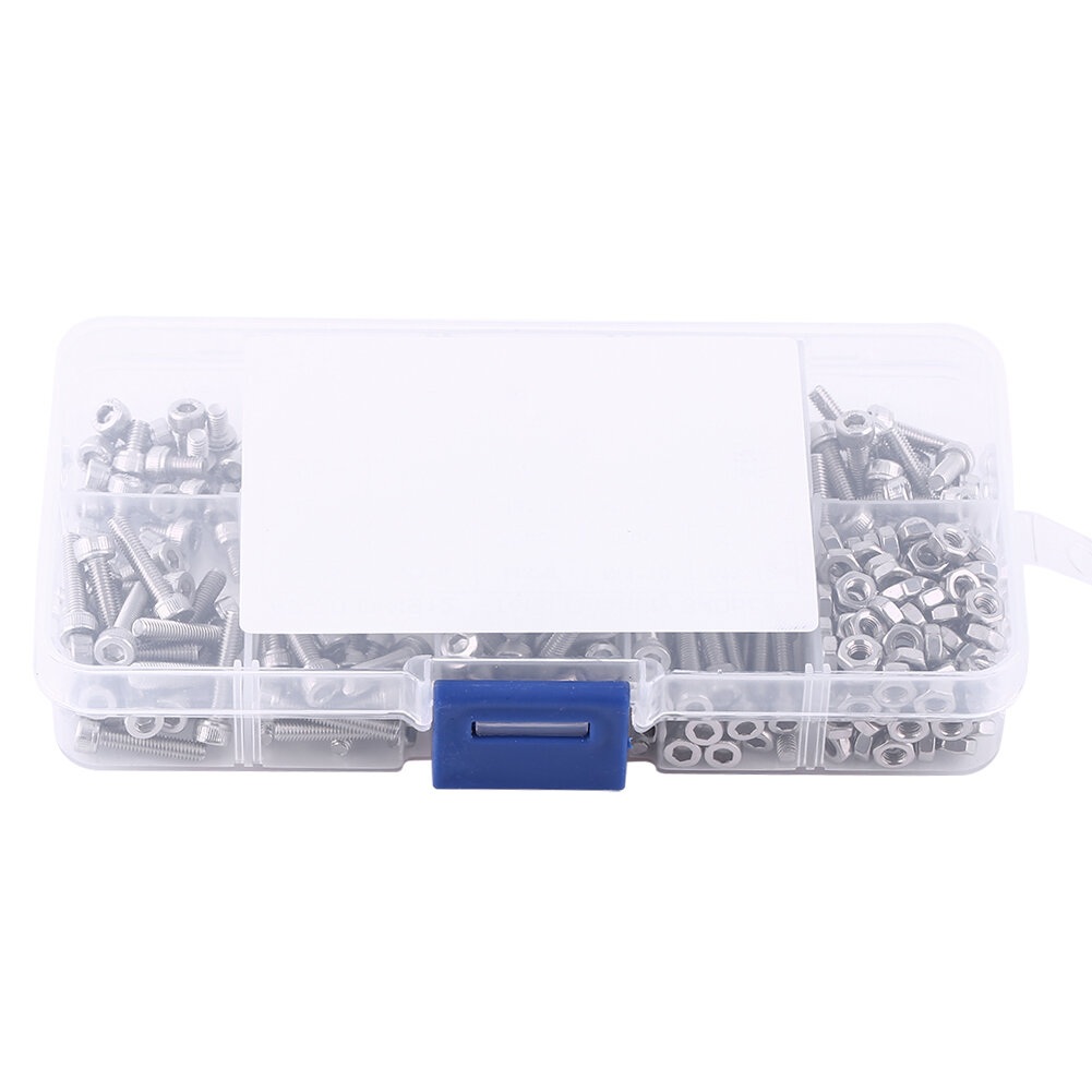 340pcs M3 из нержавеющей стали SS304 SS304 Винты и ассортимент гайков